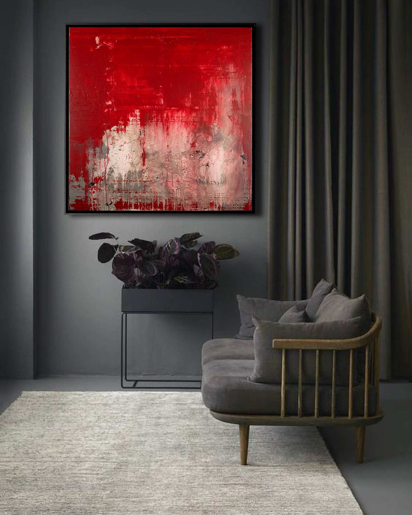 Red Abstract Canvas Art Print - Framed Giclee Print - Free Shipping ...