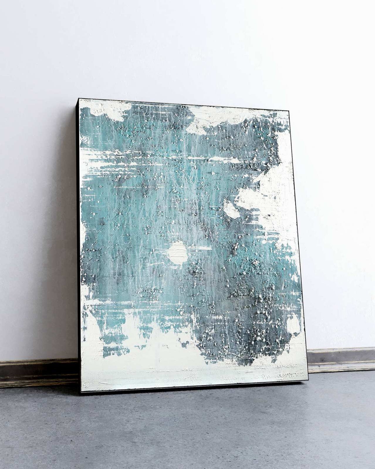 White Abstract Painting - Cold Falling White - 38x30 Inch Acrylic on ...